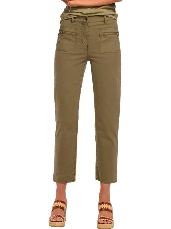 Ramy Brook Stretch Cotton Twill Ankle Pants - Safari Green