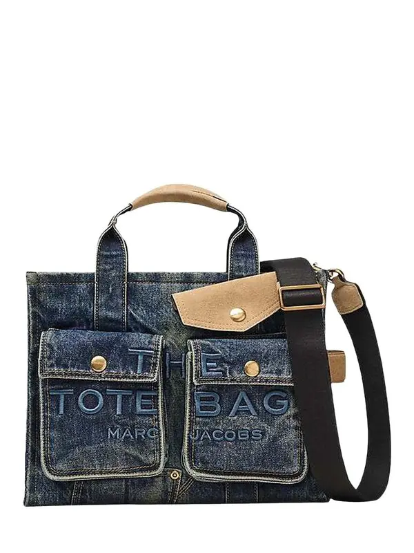 Marc Jacobs Denim And Suede Pocket Tote - Brown