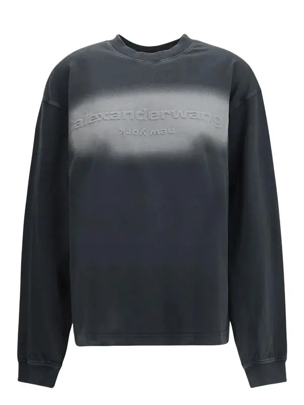 Alexander Wang Embossed Logo Long-sleeve Tee - Black