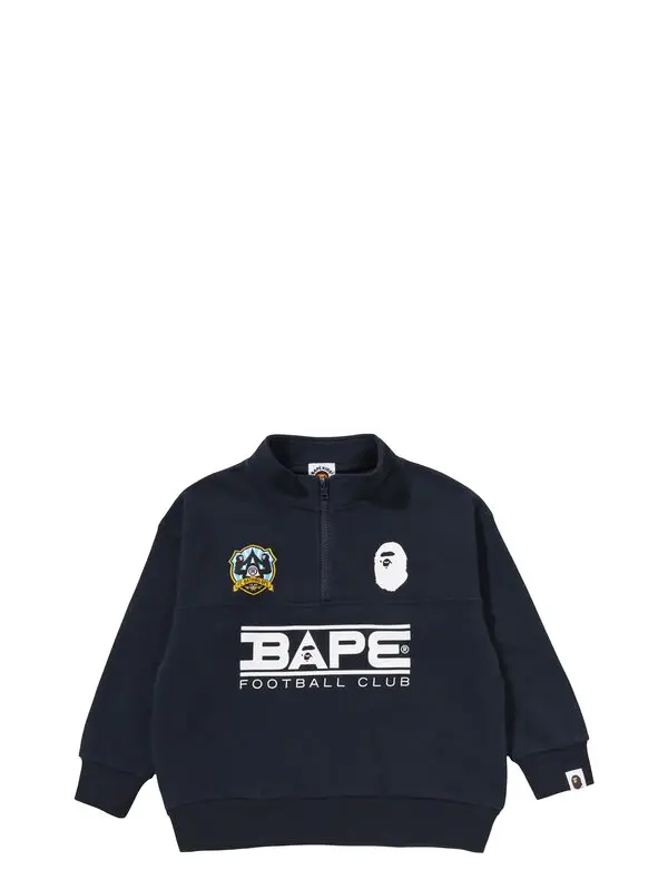 A BATHING APE Embroidery Patch Relaxed Fit Half Zip Sweatshirt - Blue