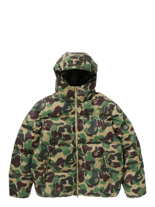 A BATHING APE Camo Down Jacket - Green