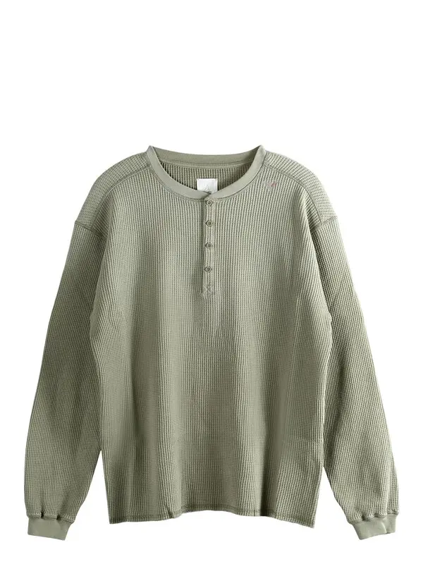 ROA Bee Sun Faded Organic Waffle Serafino Long-sleeve - Green