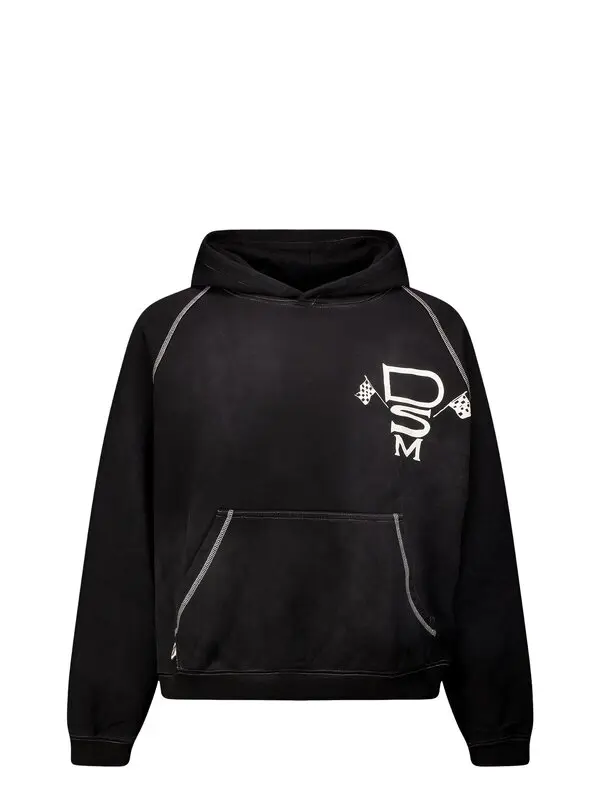 DIET STARTS MONDAY Contrast Stitch Hoodie 'vintage - Black