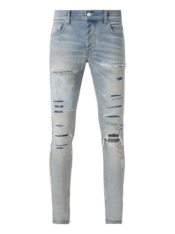 Amiri Staggered Logo Jean - Blue