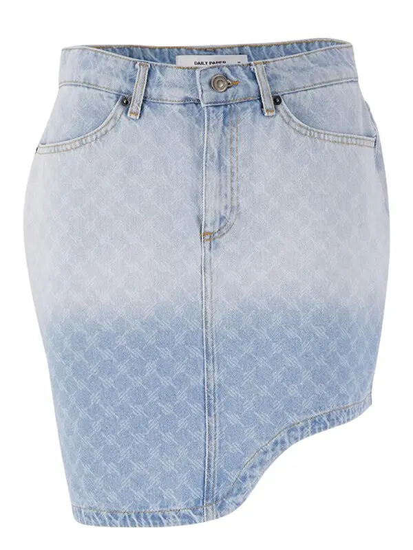 DAILY PAPER Zella Monogram Denim Skirt - Blue