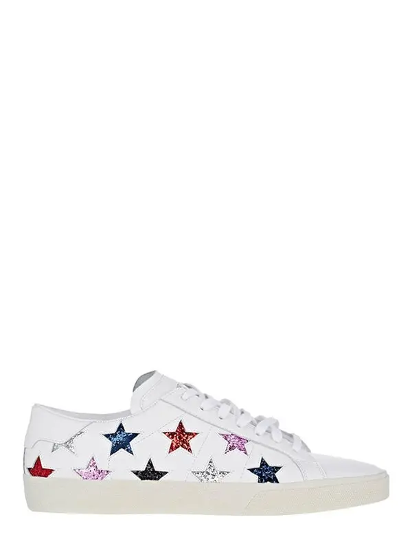 Saint Laurent Sl-06 Leather Low 'stars' Sneakers - White