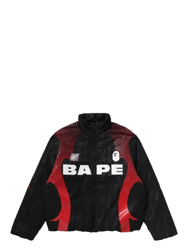 A BATHING APE Aba Frame Monogram Jacquard Multi Logo Padded Jacket - Black