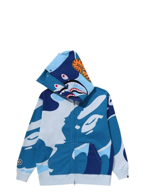 A BATHING APE Mega Abc Camo Double Shark Full Zip Hoodie - Blue