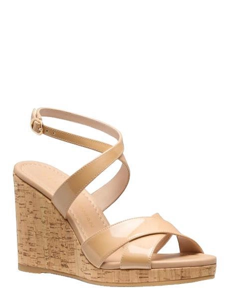 STUART WEITZMAN Alyssa Ankle Strap Wedge Sandals - Adobe