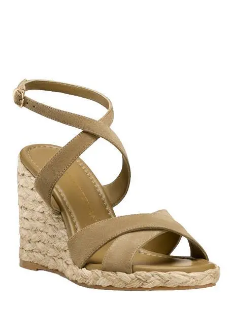 STUART WEITZMAN Alyssa Ankle Strap Wedge Sandals - Golden Olive