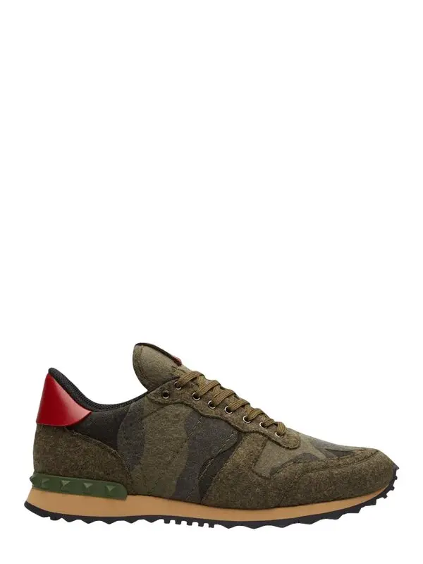 Valentino Garavani Rockrunner Army Flannel Sneakers - Green