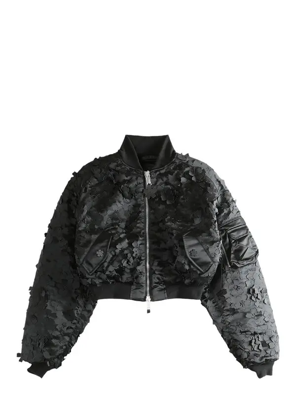 Cecilie Bahnsen X Alpha Industries Laser Cut Bomber Jacket - Black