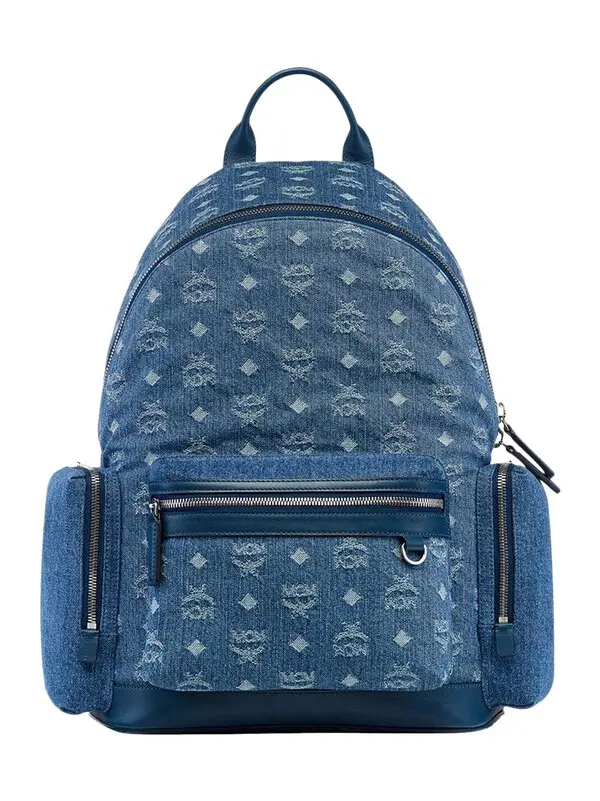 Mcm Stark Fabric Medium Backpack - Blue