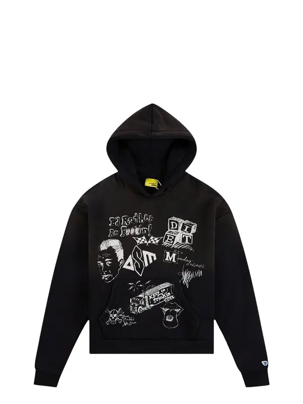 DIET STARTS MONDAY Doodle Hoodie 'vintage - Black