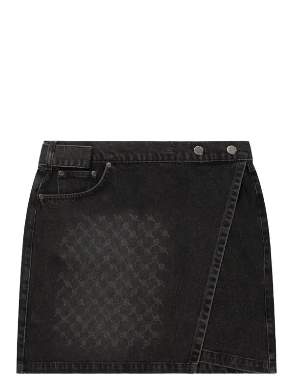 DAILY PAPER Monogram Wrap Denim Skirt - Black
