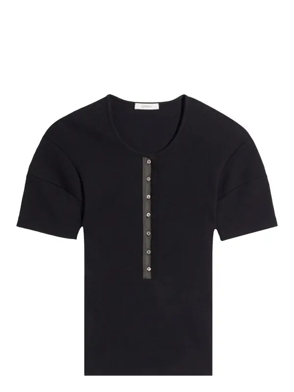 LEMAIRE Fitted Henley Shirt - Black