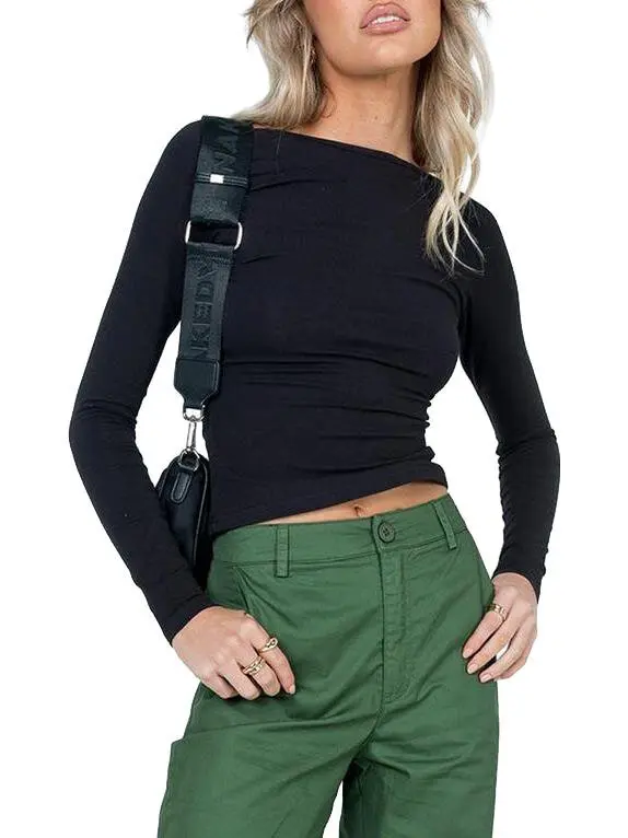 Princess Polly Rixie Open Back Crop Top - Black