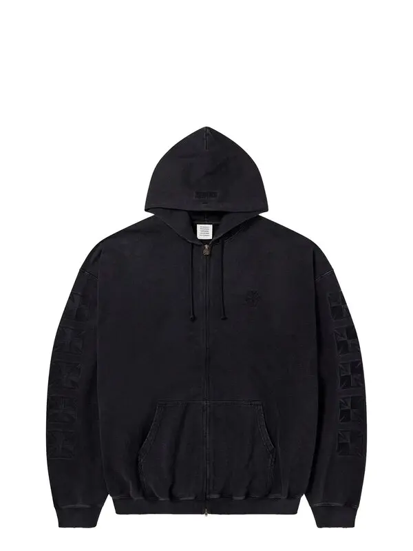 Vetements Embroidered Zip-up Hoodie - Black