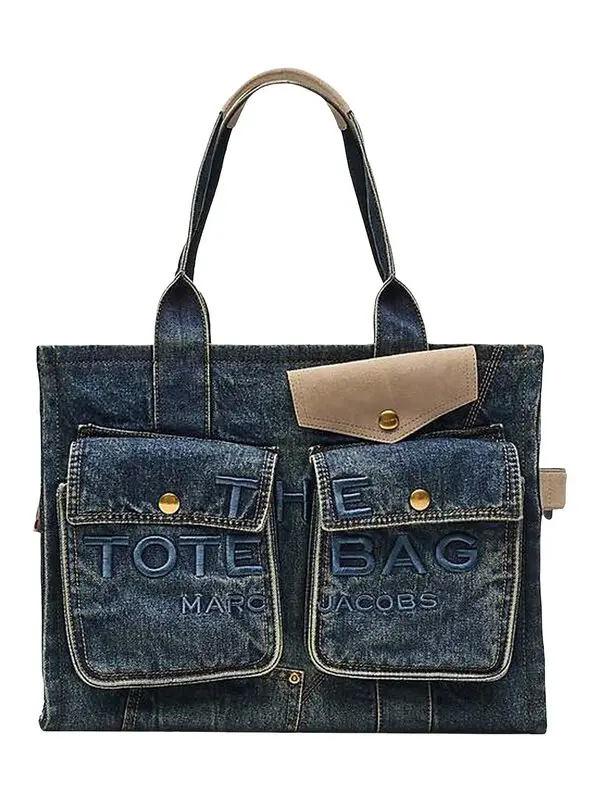Marc Jacobs Large Denim And Suede Tote - Blue