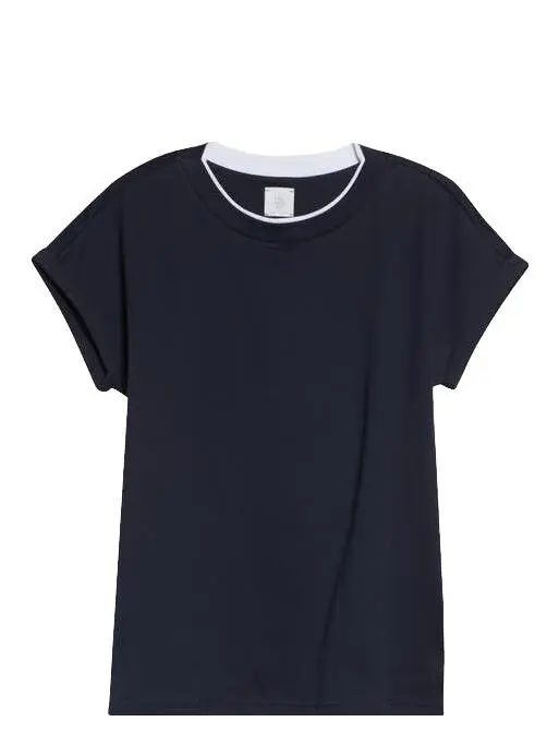 Eleventy Layered Crewneck T-shirt - 11-01 Blue/white