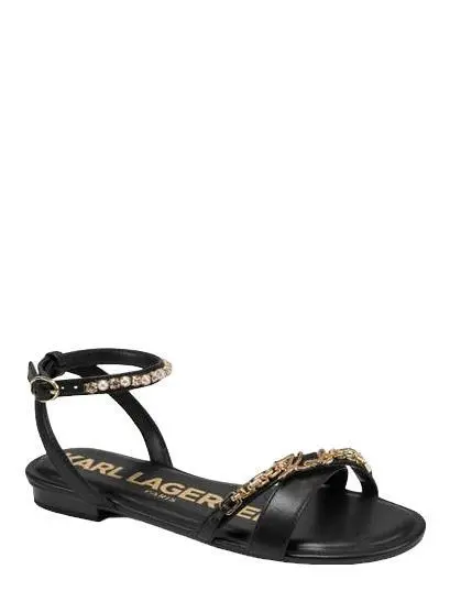 Karl Lagerfeld Paris Ankle Strap Sandal - Black