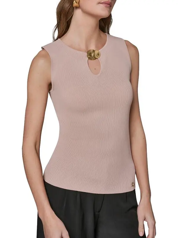 Donna Karan New York Ribbed Knit Tank - Snow Petal
