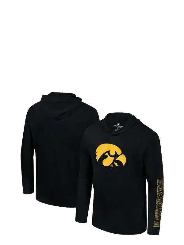 COLOSSEUM Iowa Hawkeyes Active Blend Hooded Long Sleeve T-shirt - Black