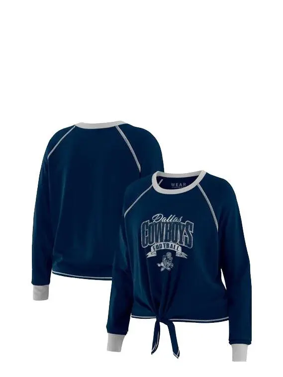 WEAR BY ERIN ANDREWS Dallas Cowboys Tie-front Long Sleeve Top - Navy
