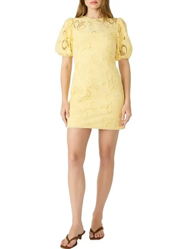 Steve Madden Elly Embroidered Minidress - Pale Yellow