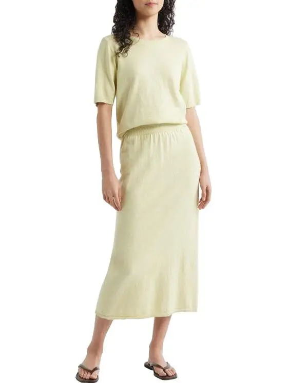 Free People Cotton & Linen Knit Sweater & Maxi Skirt Set - Lemongrass