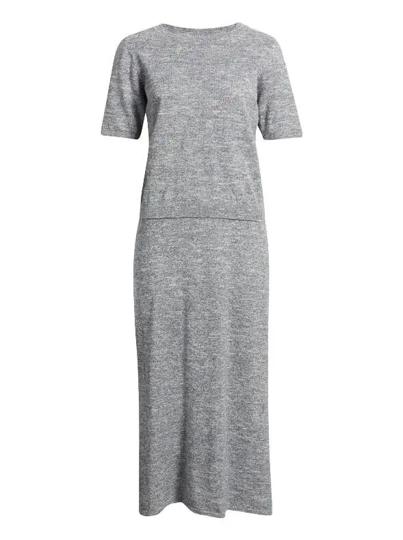 Free People Isabella Linen Blend Knit Sweater & Maxi Skirt Set - Steel Grey Combo