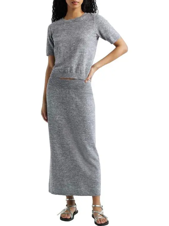 Free People Cotton & Linen Knit Sweater & Maxi Skirt Set - Steel Grey Combo