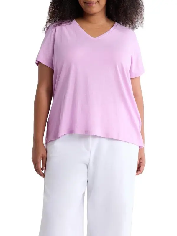Eileen Fisher Organic Cotton V-neck T-shirt - Bright Aster