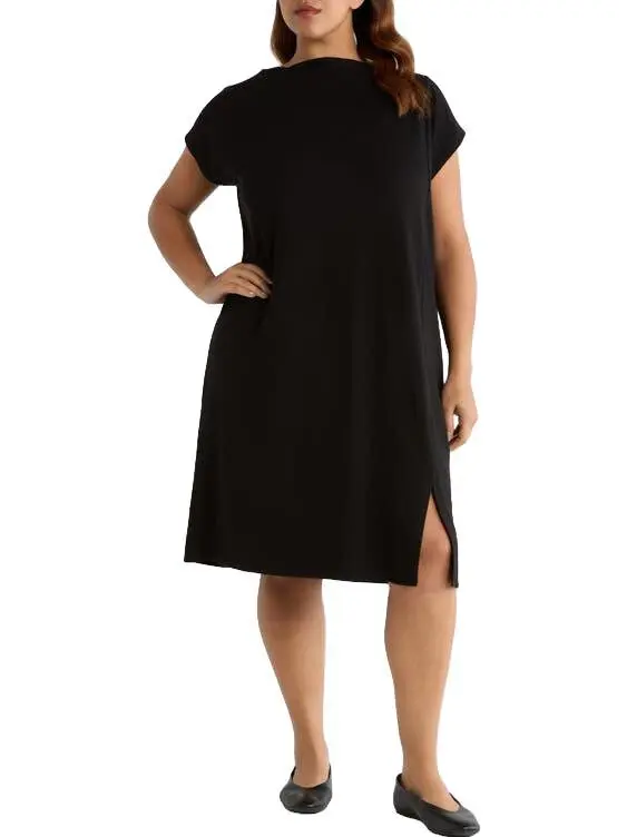 Eileen Fisher Funnel Neck Maxi Dress - Black