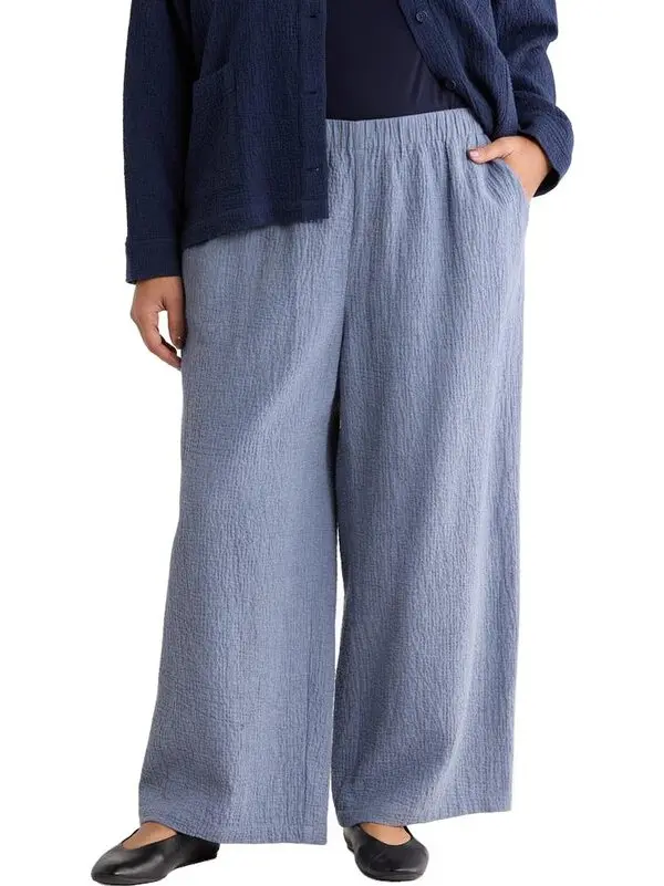 Eileen Fisher Stretch Organic Cotton Ankle Lantern Pants - Haze