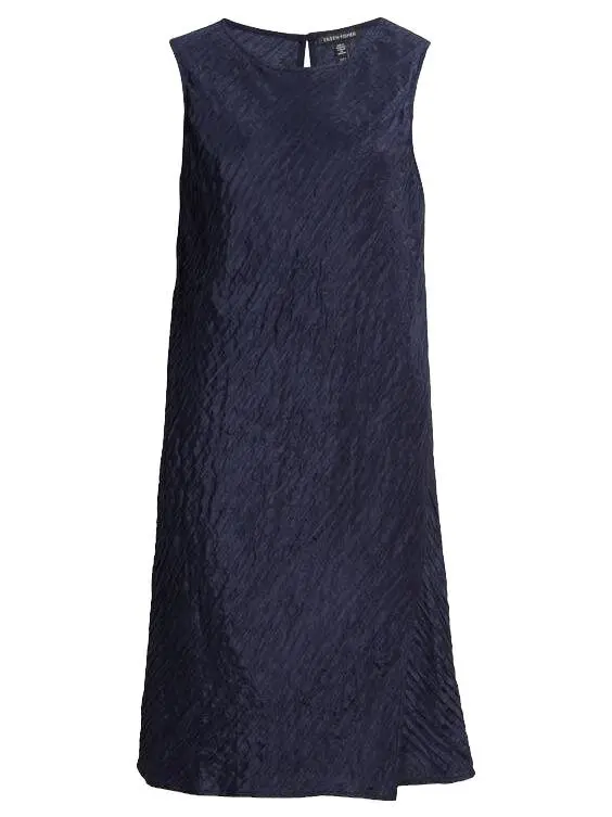 Eileen Fisher Jewel Neck Sleeveless Silk Dress - Ink