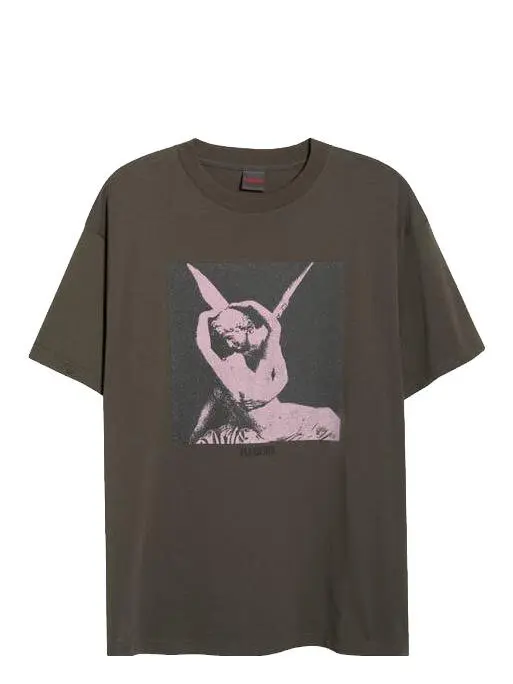 PLEASURES Angel Graphic Print T-shirt - Charcoal