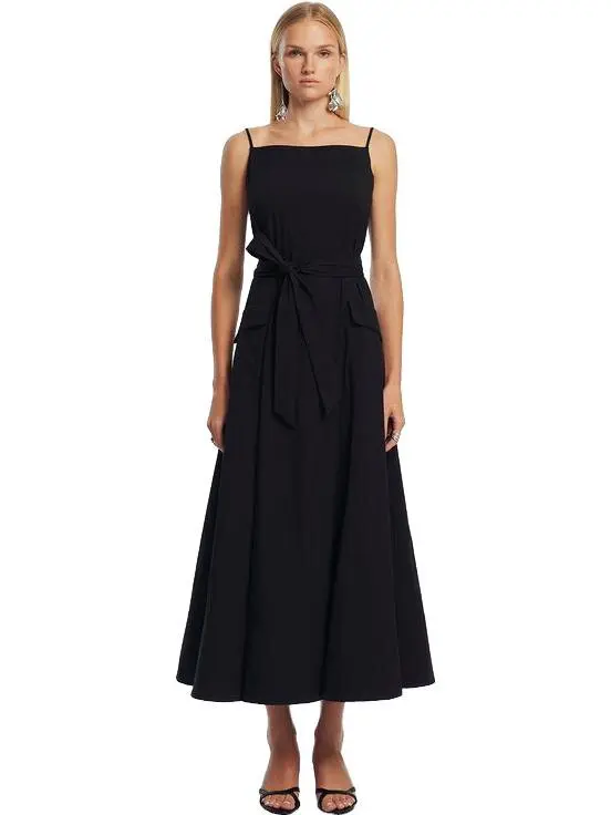 Lela Rose Cotton Poplin Belted Dress - Black