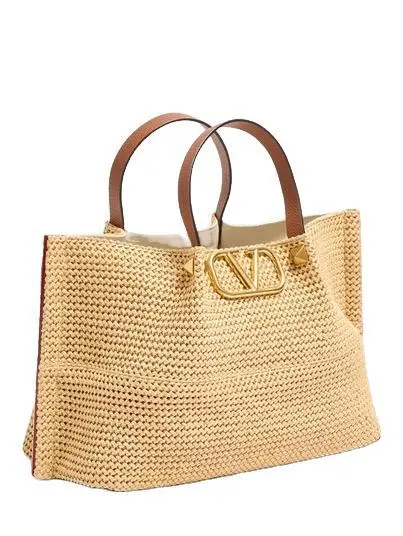 Valentino Garavani Medium Straw Summer Tote - Brown
