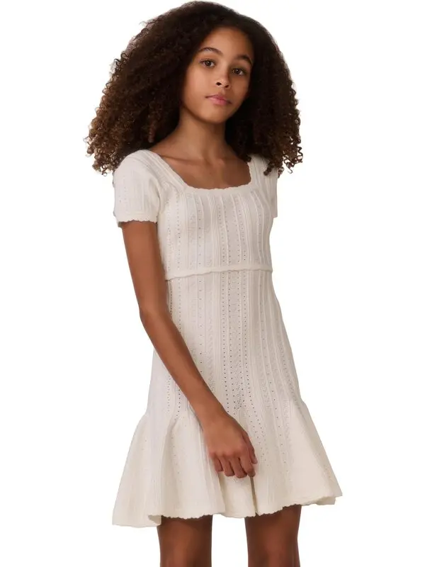 LoveShackFancy Tween Daffron Stretch Pointelle Dress - White Tea