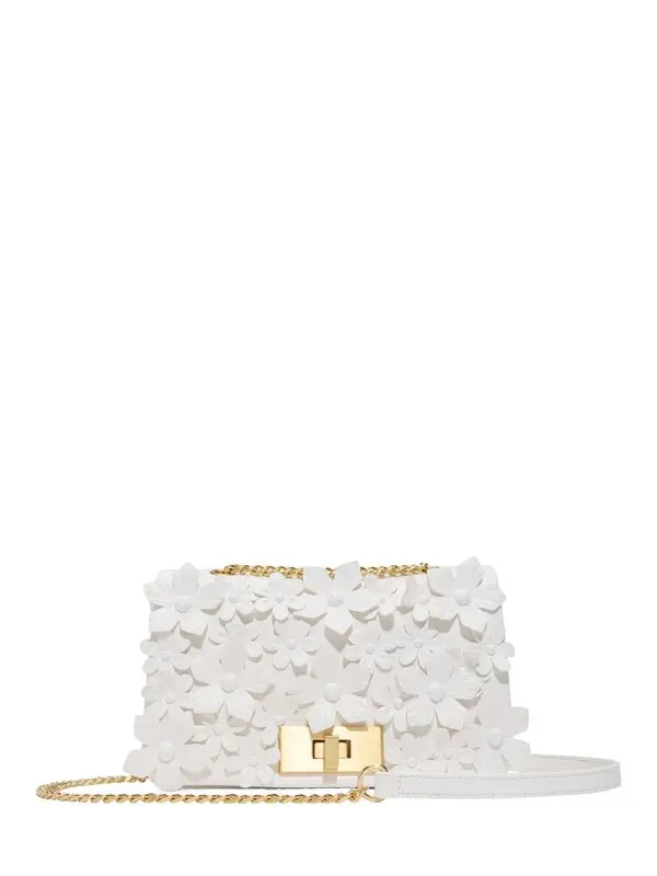 Aldo Floral Appliqué Faux Leather Crossbody Bag - White