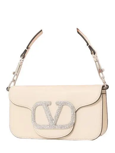 Valentino Garavani Locò Small Shoulder Bag With Jewel Logo - Natural