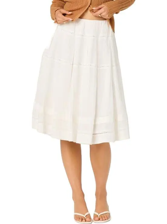 Astr The Label Wrenlee Lace Trim Midi Skirt - White