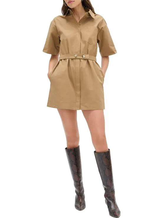 ALIGNE Reign Organic Cotton Shirtdress - Camel