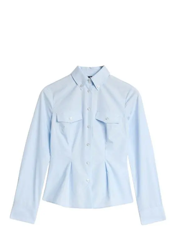 7 For All Mankind Slant Military Shirt In Poplin Light - Blue