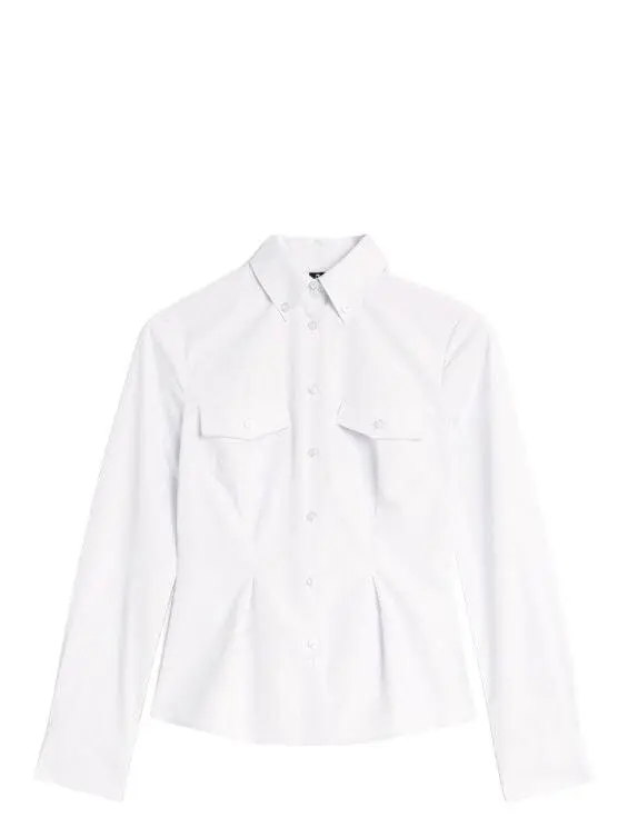7 For All Mankind Slant Military Poplin Shirt - White