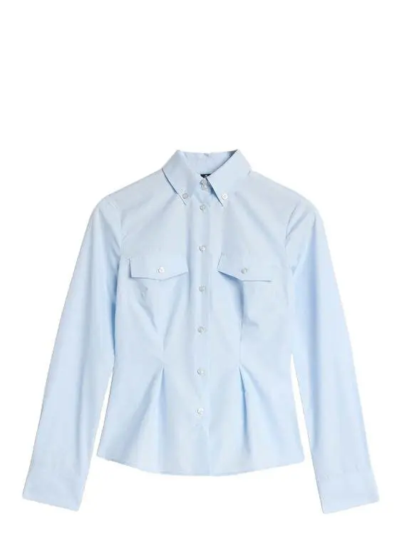 7 For All Mankind Slant Military Poplin Shirt - Blue