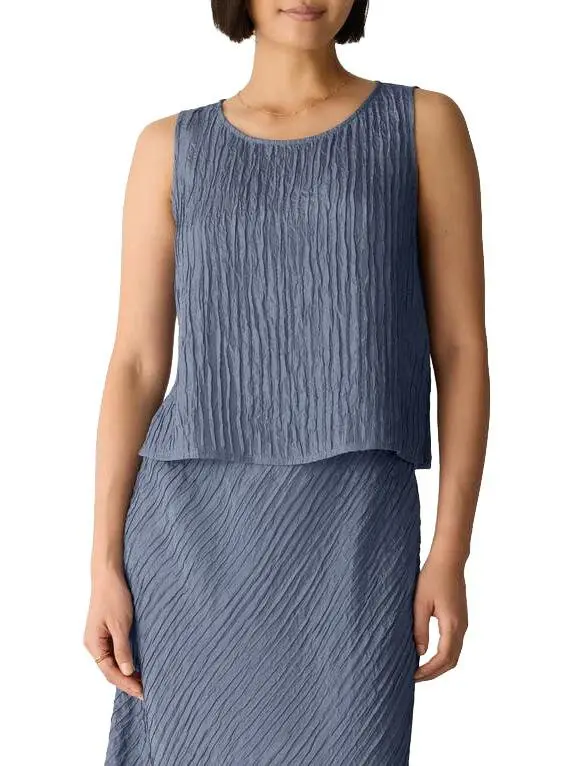Eileen Fisher Stretch Silk Shell Top - Flint