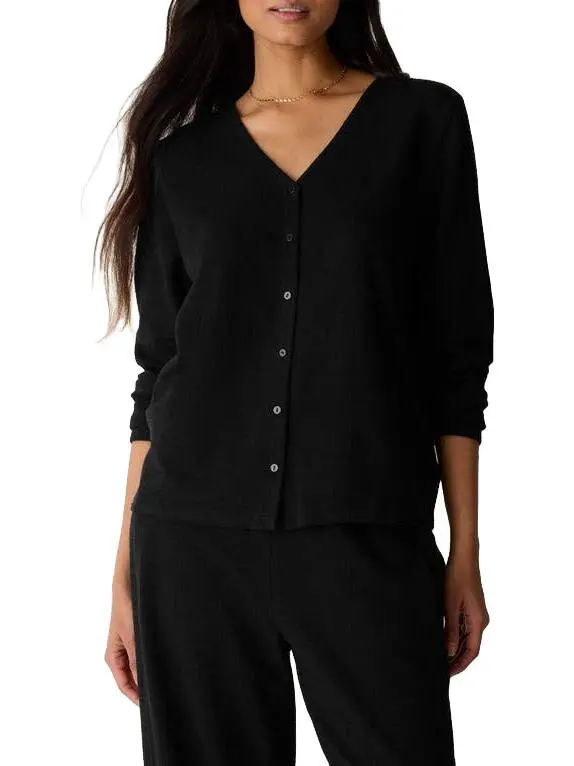 Eileen Fisher V-neck Button-front Cardigan - Black