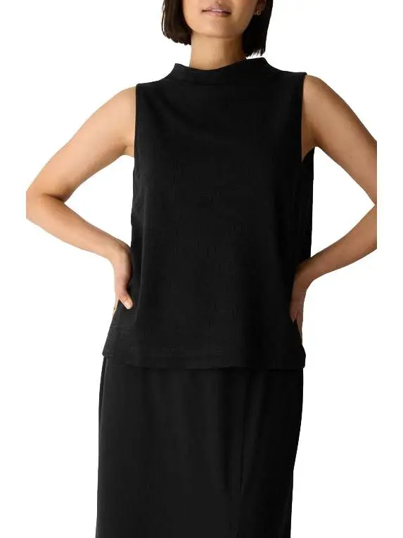 Eileen Fisher Funnel Neck Sleeveless Top - Black